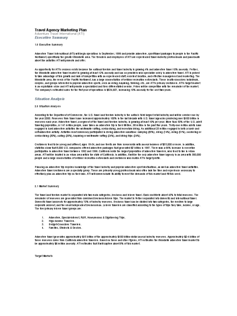 Travel Agency Marketing Plan | Marketing | Advertising