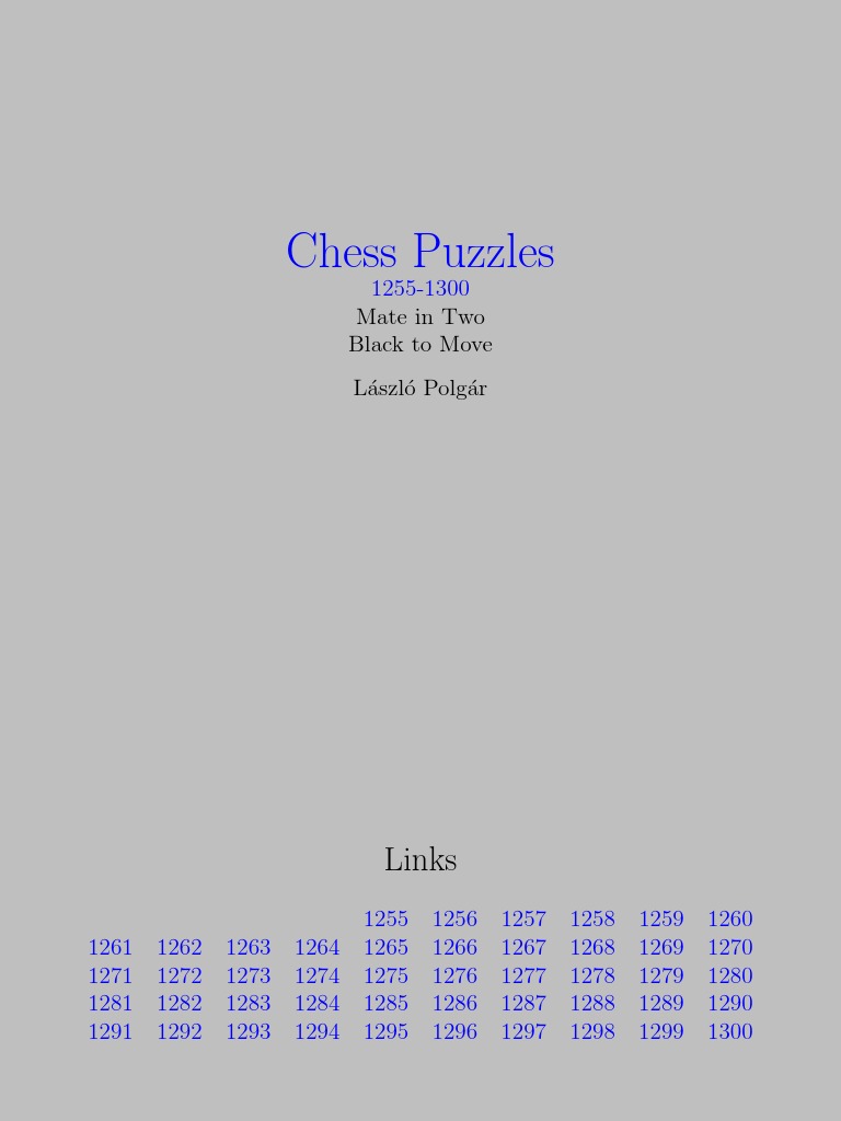 Chess Puzzles: Mate in Two Black To Move L Aszl o Polg Ar | PDF