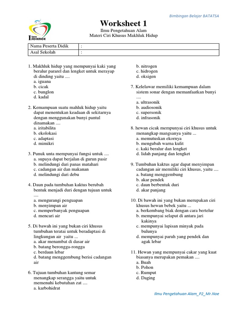 Worksheet IPA SD Kls VI | PDF