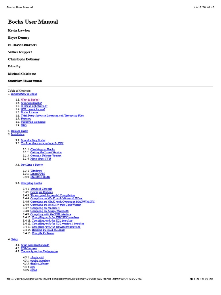 Bochs User Manual | Download Free PDF | Operating System | Gnu
