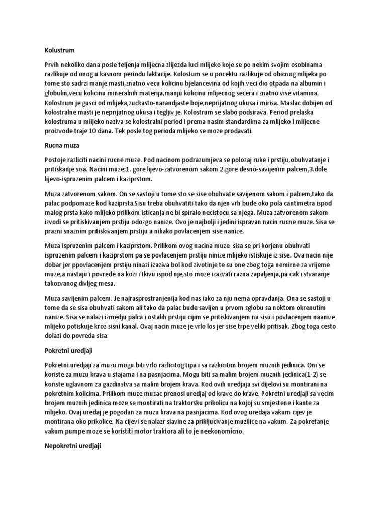 Mljekarstvo Ispit | PDF