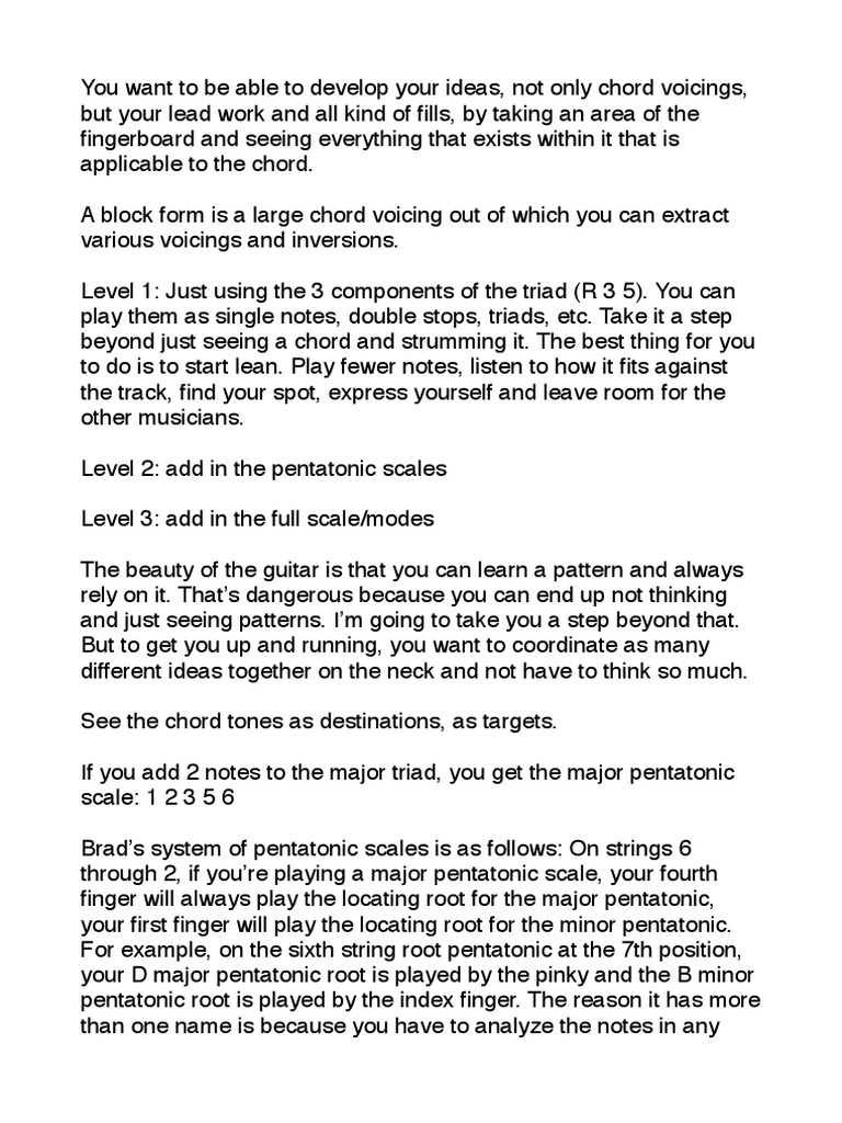 Brad Cartlon CAGED Cracked Wisdom | PDF | Chord (Music) | Scale (Music)