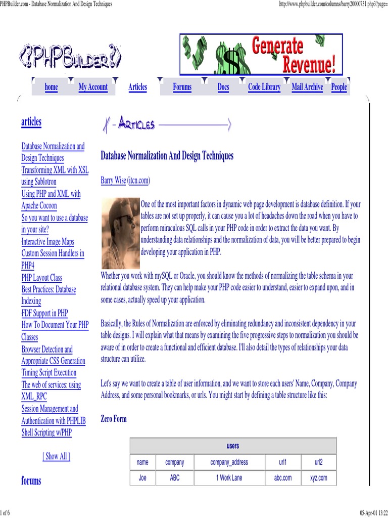 DB Normalization and Design | PDF | Php | Databases