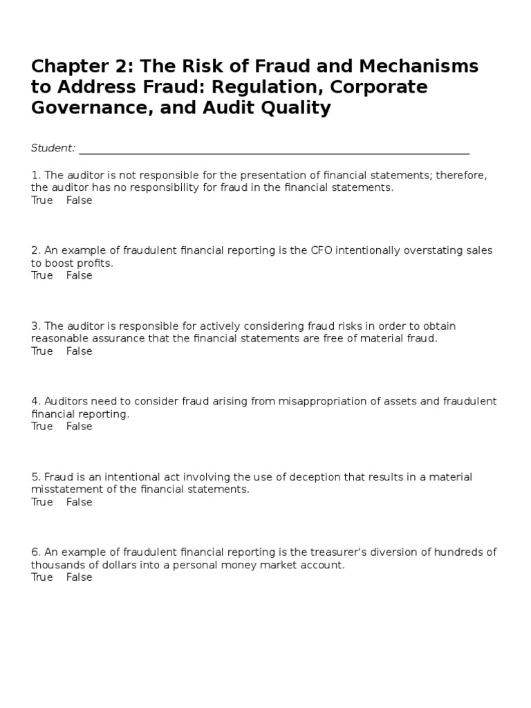 Chapter 2 The Risk of Fraud | PDF | Financial Audit | Internal Control