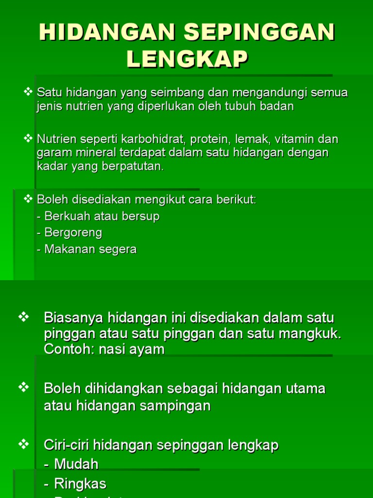 Hidangan Sepinggan Lengkap | PDF
