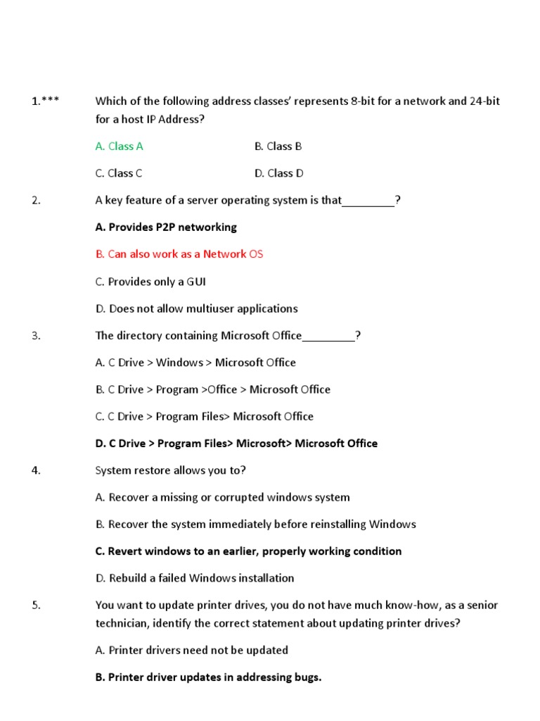 A. Class A: A. Provides P2P Networking | PDF | Operating System | Computer Network