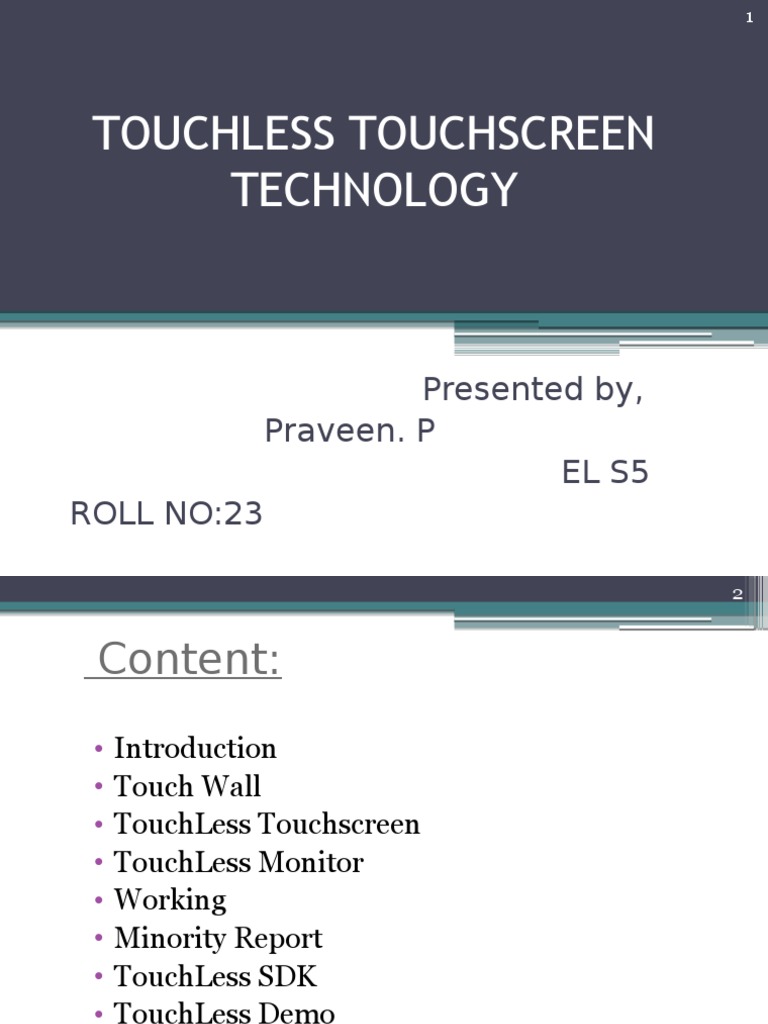 Touchless Touchscreen Technology | PDF | Touchscreen | Input/Output