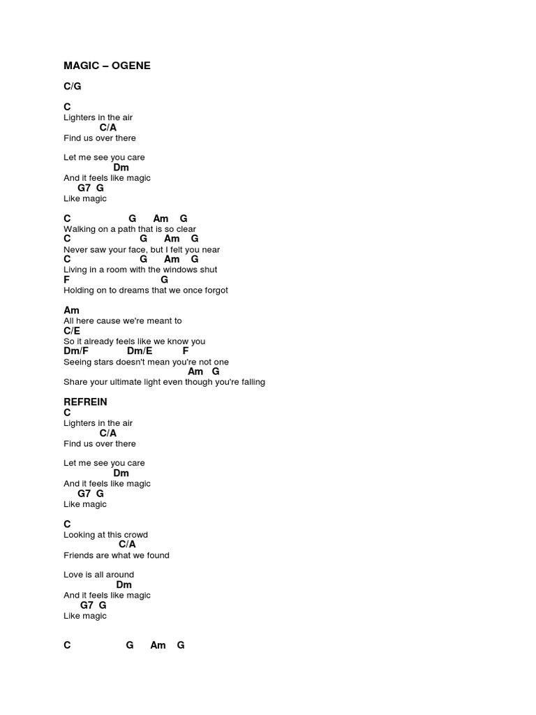 Magic Song Lyrics and Chords | PDF
