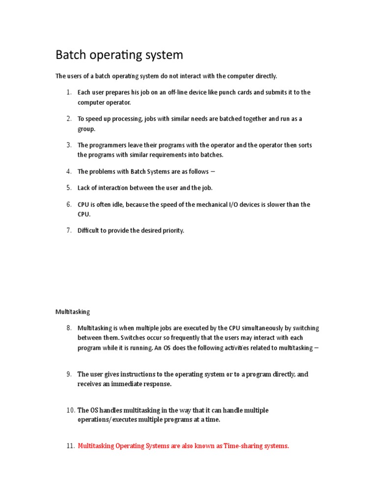 Batch Operating System: Multitasking Operating Systems Are Also Known ...