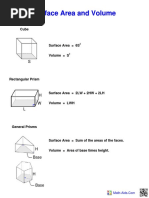Surface Area and Volume Formulas Table | PDF | Sphere | Geometric Objects