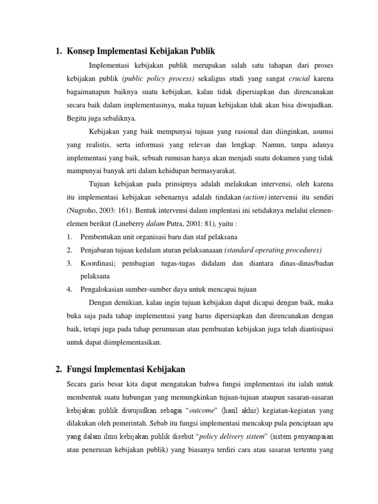 Konsep Implementasi Kebijakan Publik | PDF
