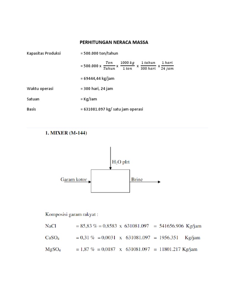 Perhitungan Neraca Massa Garam | PDF