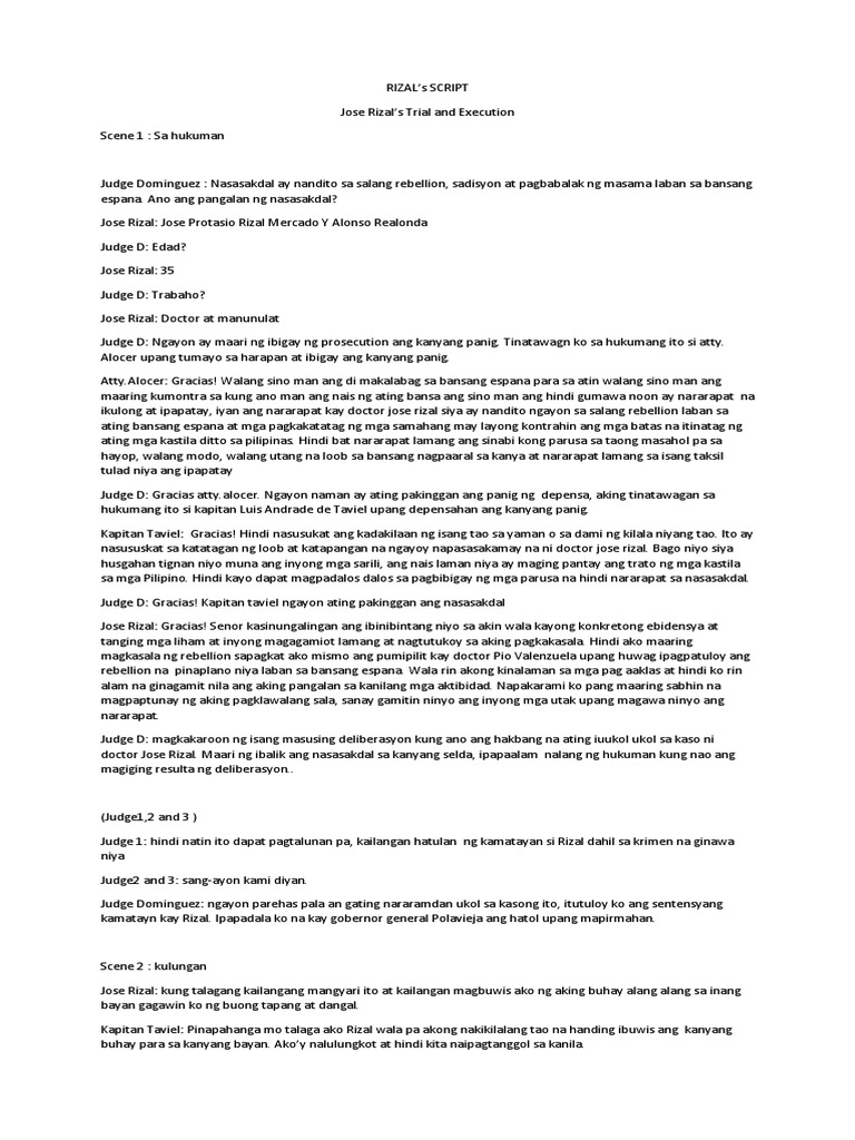 Rizal Script | PDF