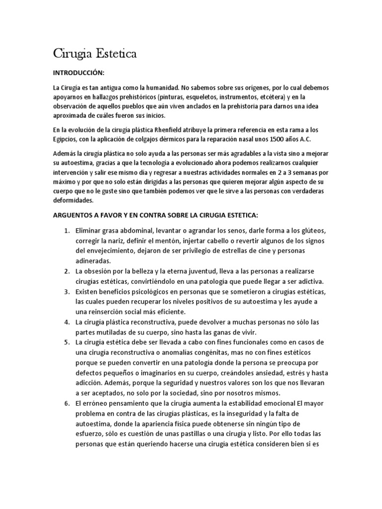 Cirugia Estetica | PDF | Cirugía plástica | Autoestima