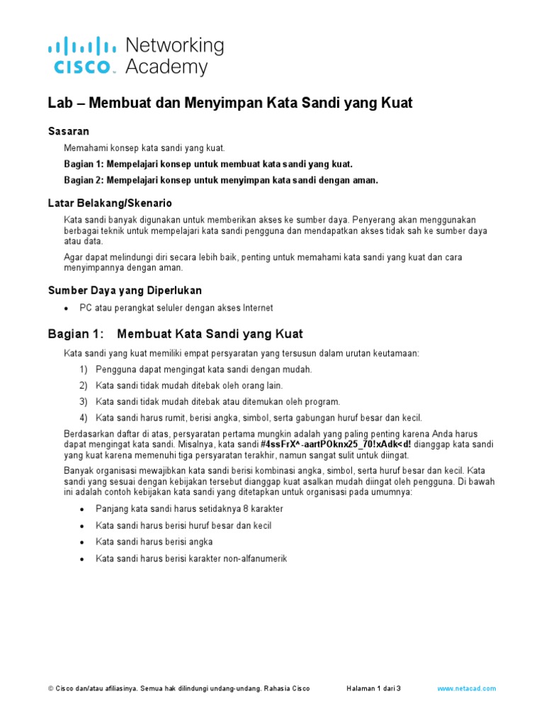 3.1.1.5 Lab - Create and Store Strong Passwords | PDF