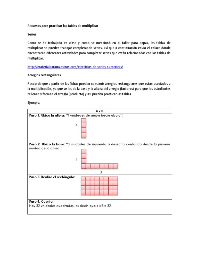 Estrategias para Practicar Las Tablas de Multiplicar | PDF ...