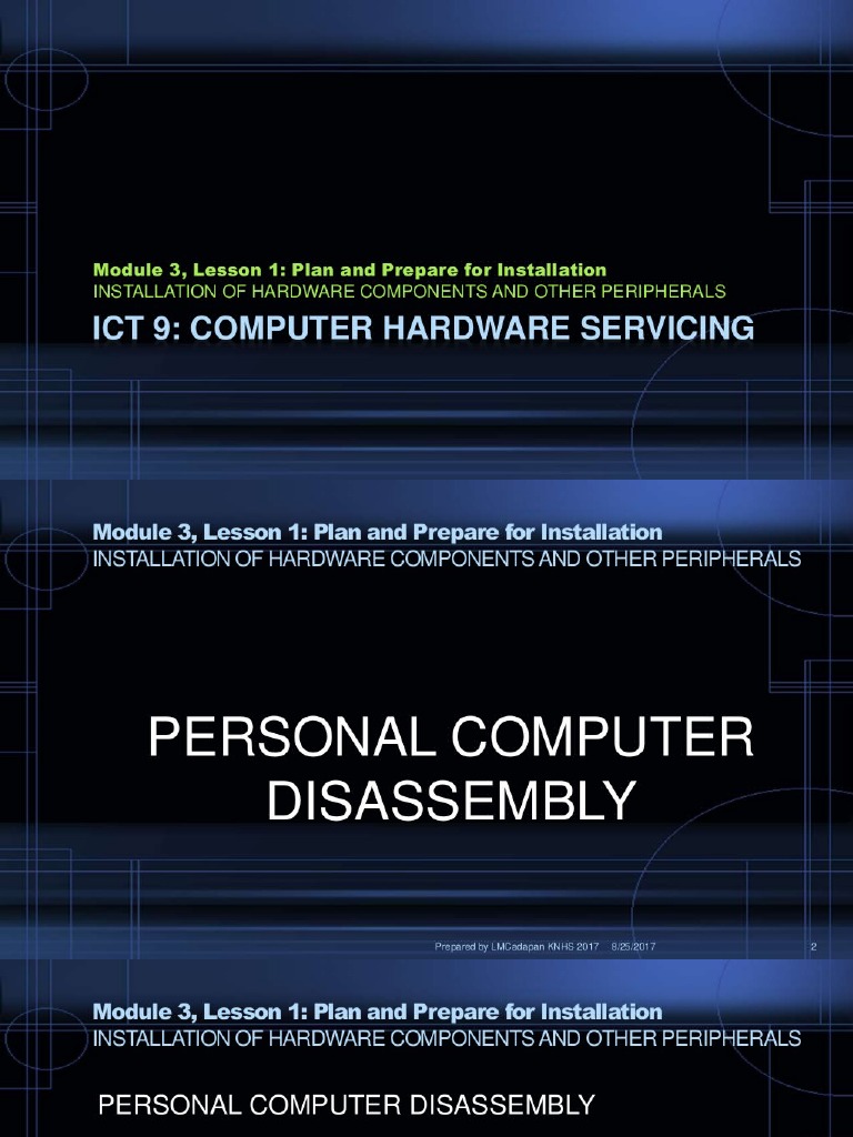 Ict 9 Module 3, Lesson 2.3 Installation of Hardware Components and ...