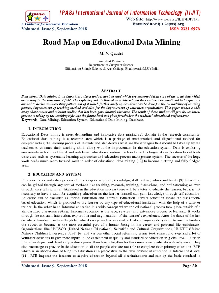 Road Map On Educational Data Mining | PDF | Data Mining | Data