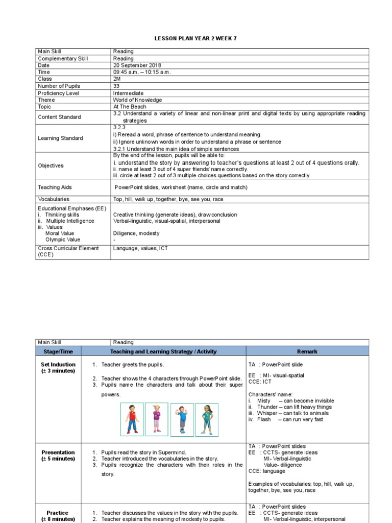 Lesson Plan Week 6 Y2 - Friday | PDF | Reading (Process) | Lesson Plan