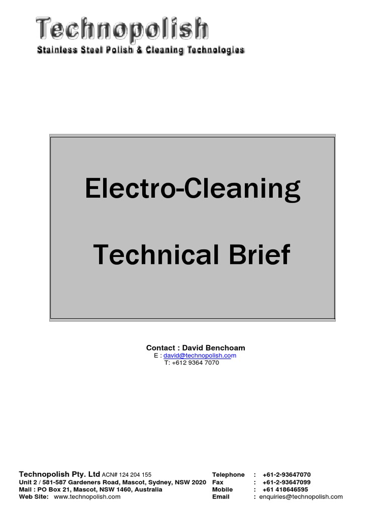 Stainless Steel Electro-Cleaning Guide | PDF | Corrosion | Stainless Steel