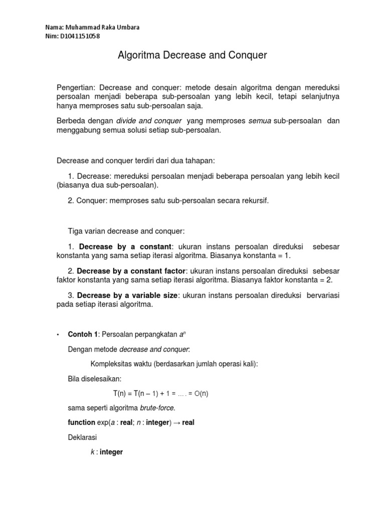 Algoritma Decrease and Conquer | PDF