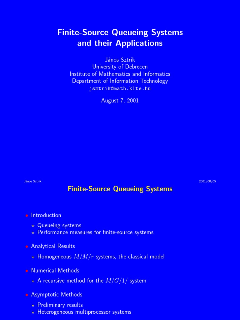 Finite-Source Queueing Systems and Their Applications | PDF | Steady State | Stochastic Process