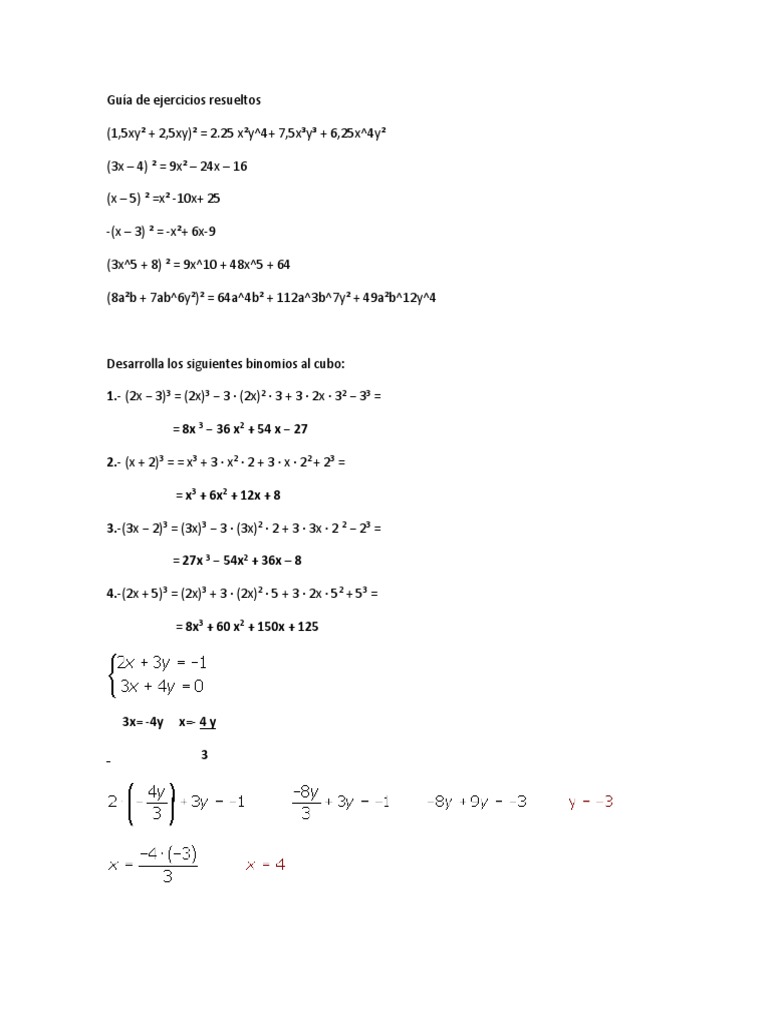 Guía de Ejercicios Resueltos Algebra | PDF