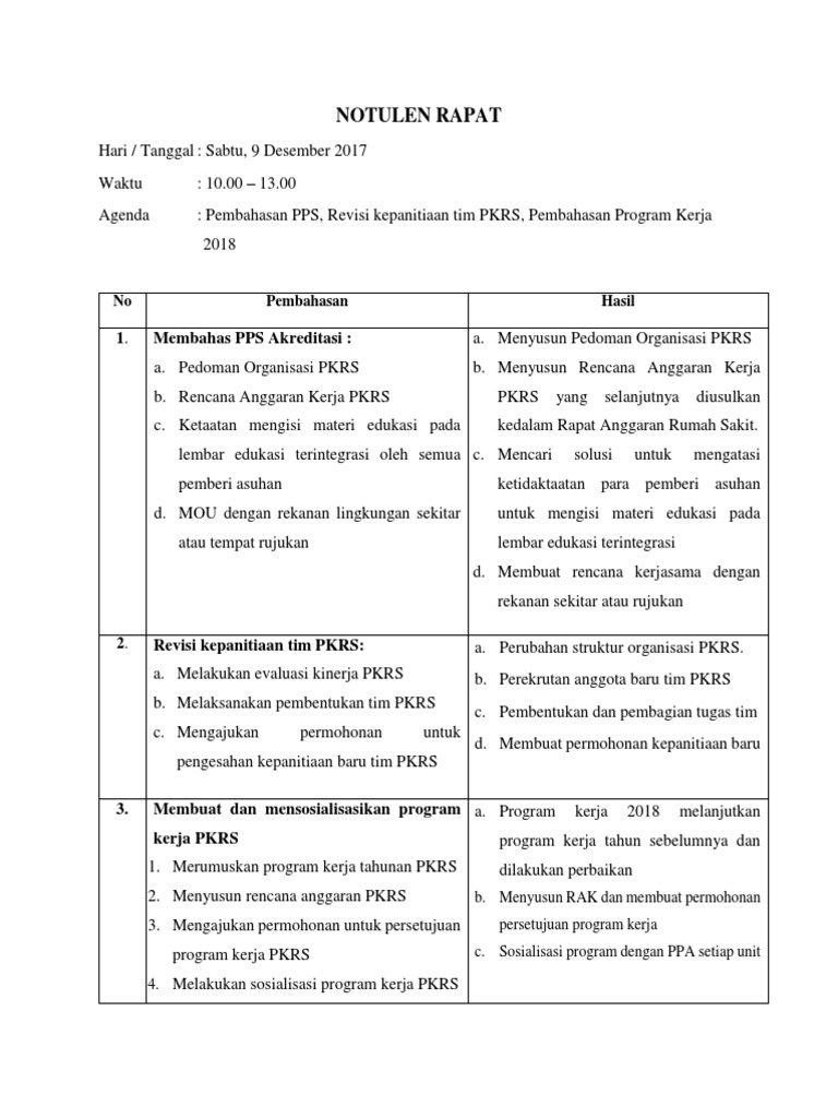 Notulen Pkrs Mutbun | PDF