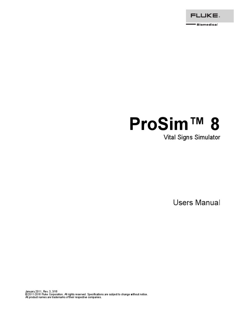 ProSim8 Umeng0300 User Manual | PDF | Monitoring (Medicine) | Calibration
