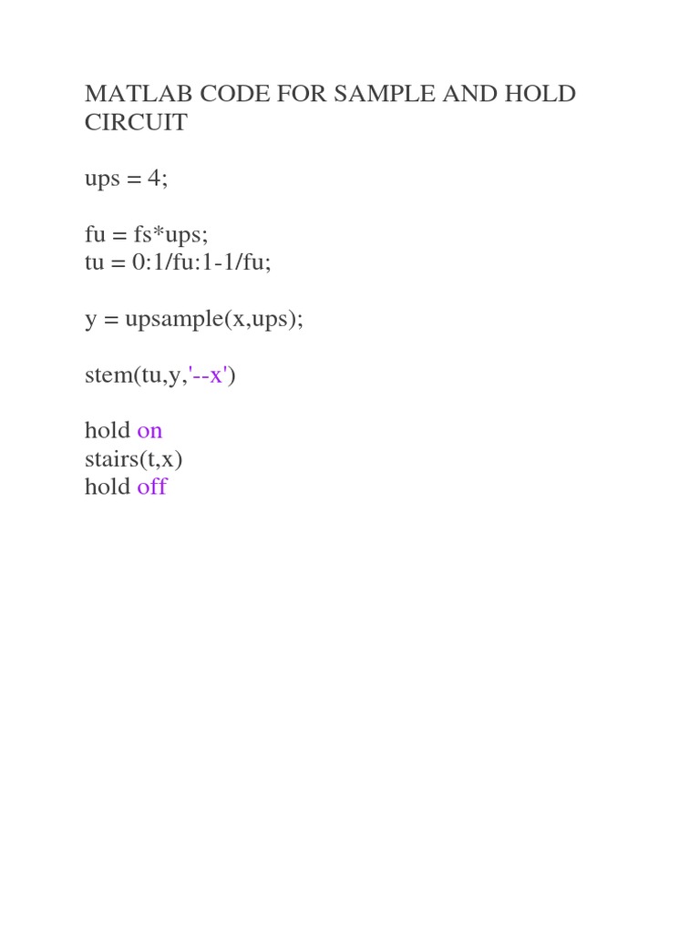 MATLAB Sample and Hold Circuit Code | PDF | Teaching Methods & Materials
