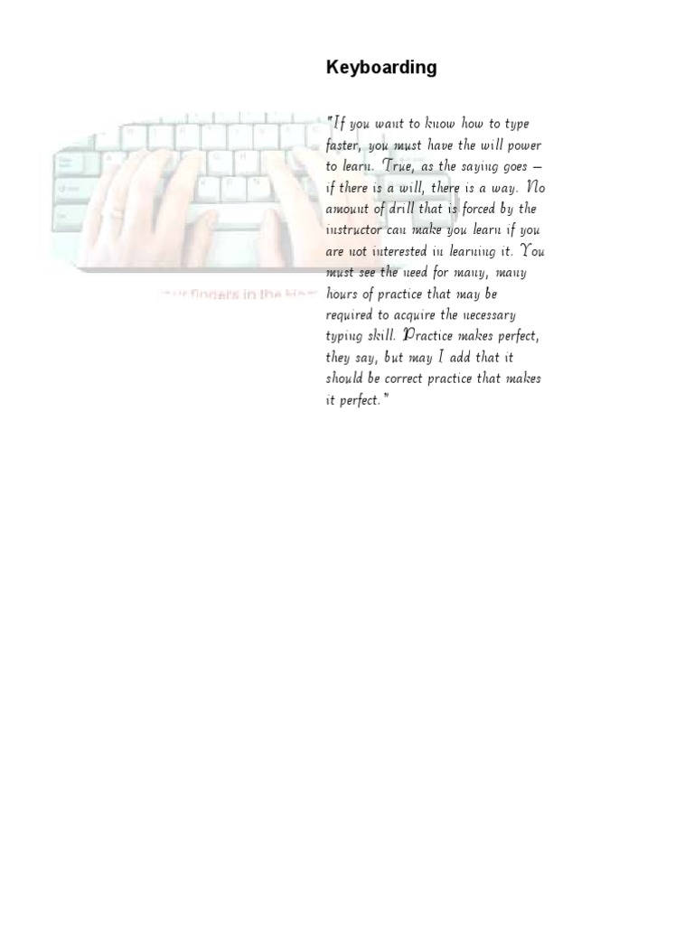 Keyboarding | Download Free PDF | Computer Keyboard | Cursor (User Interface)
