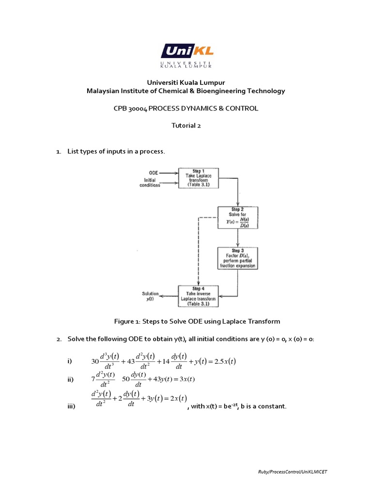 CPB30004 Tutorial Qs 02 | PDF | Steady State | Differential Equations
