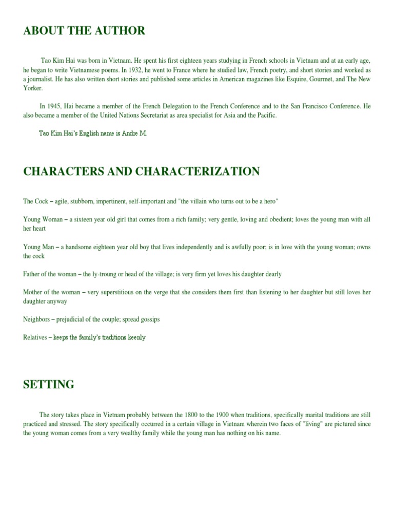 Tao Kim Hai The Cock Pdf Irony Narration