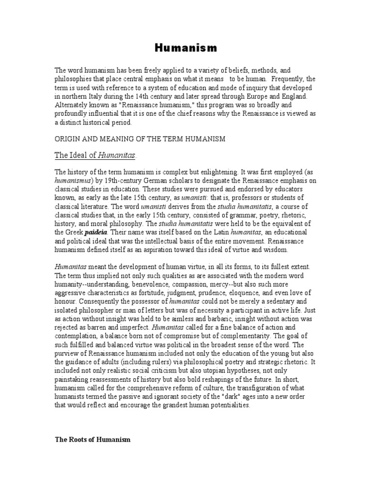 Humanism: The Ideal of Humanitas | PDF | Humanism | Renaissance