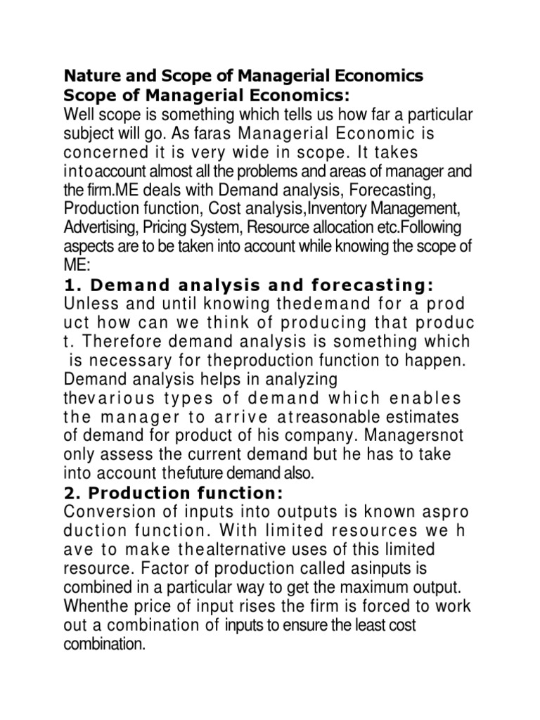 Nature and Scope of Managerial Economics Scope of Managerial Economics ...