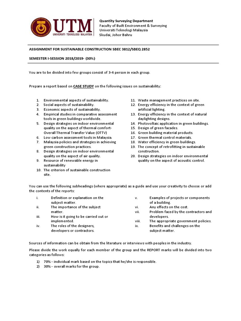 Assignment Outline | PDF | Green Building | Sustainable Architecture