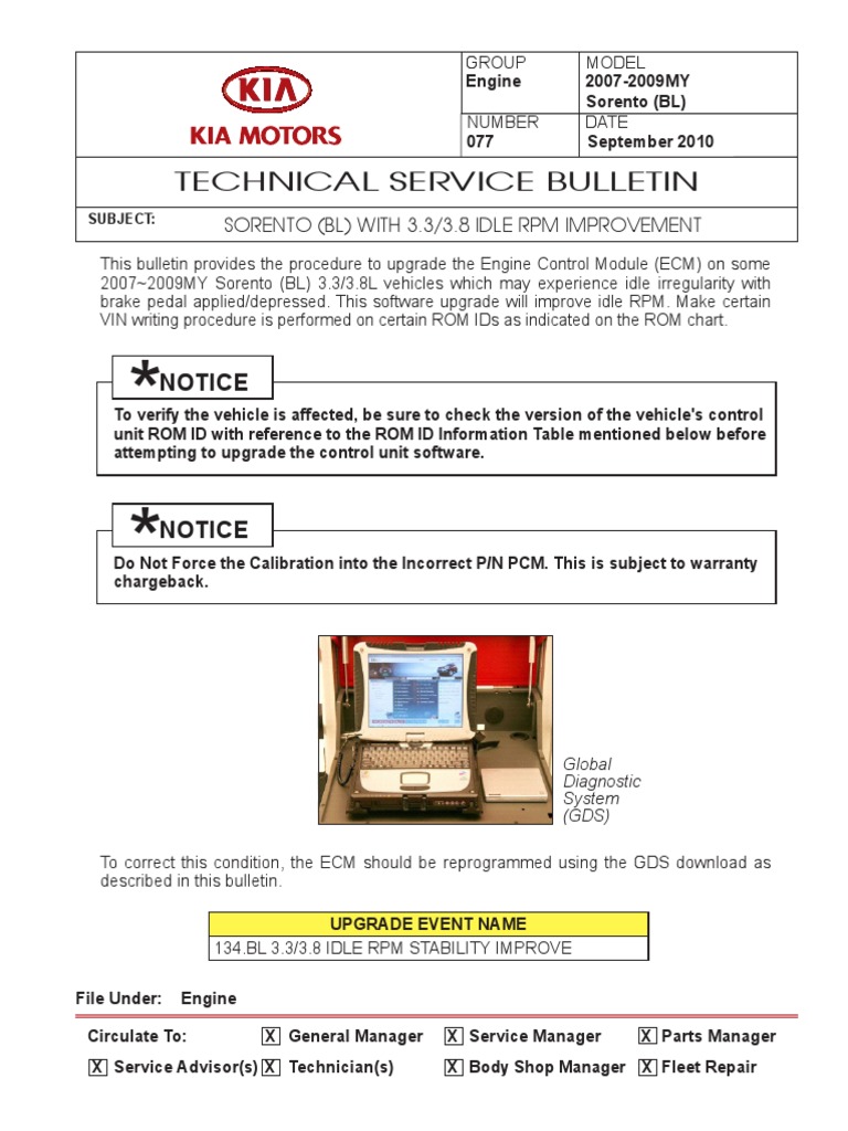 Technical Service Bulletin: Notice | PDF | Vehicles | Automotive Industry