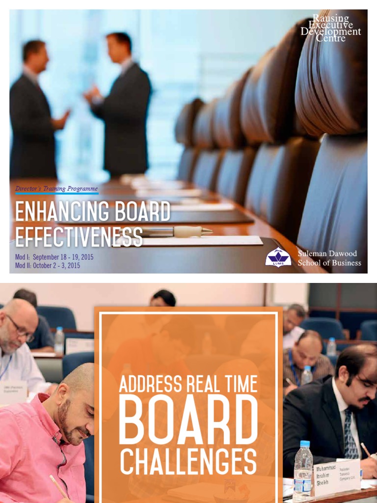Enhancing Board Effectiveness A Director S Training Programme By Lums