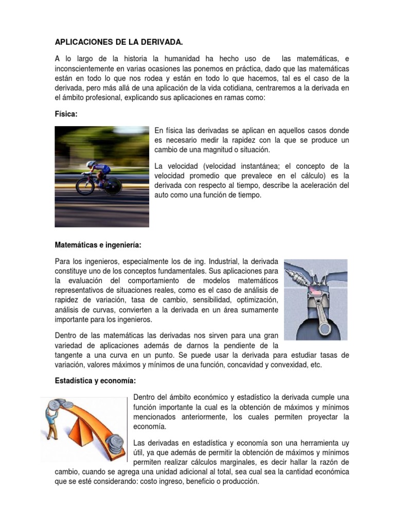 Aplicaciones de La Derivada | PDF | Derivado | Velocidad