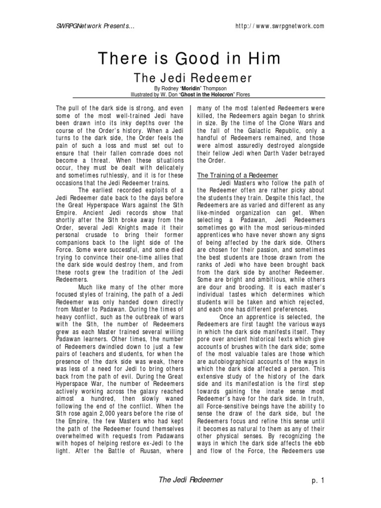 There Is Good in Him: The Jedi Redeemer | PDF | Jedi | Sith There Is Good in Him: The Jedi Redeemer | PDF | Jedi | Sith