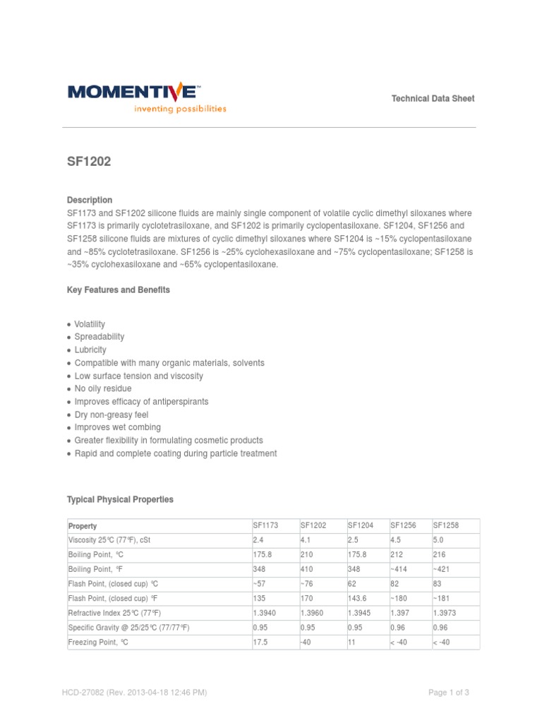 SF 1202 | PDF | Safety | Viscosity