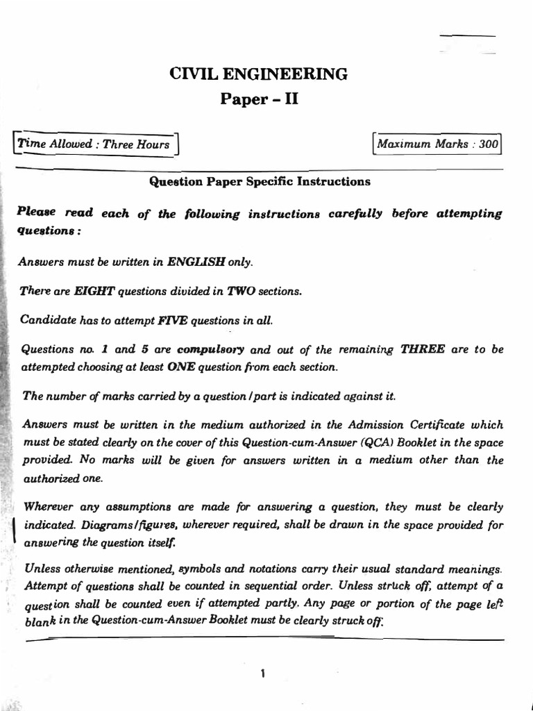 CML Engineering Paper-II: Please Read Each of The Following Instructions Carefully Before ...