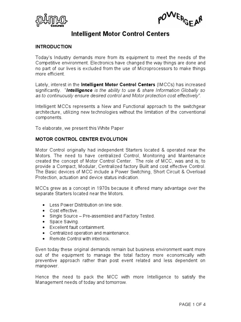 Intelligent Mcc-White Paper | PDF | Programmable Logic Controller ...
