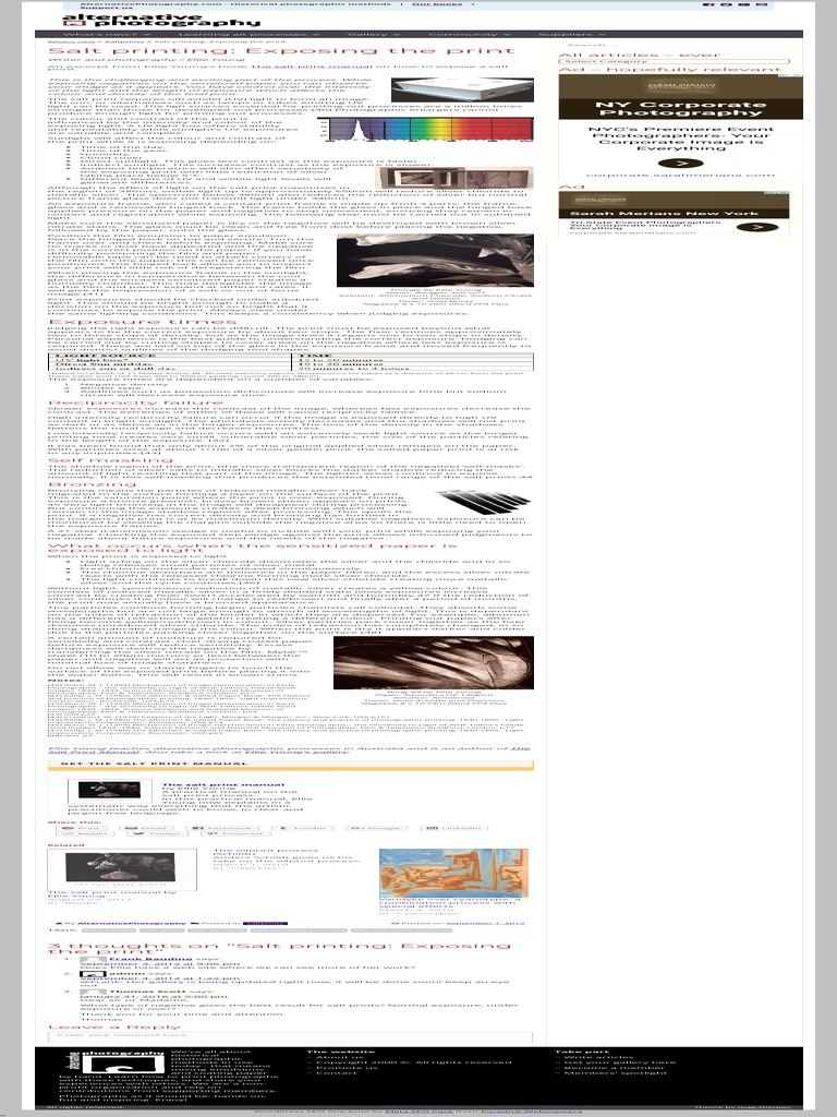 Salt Printing Exposing The Print PDF | PDF | Exposure (Photography ...