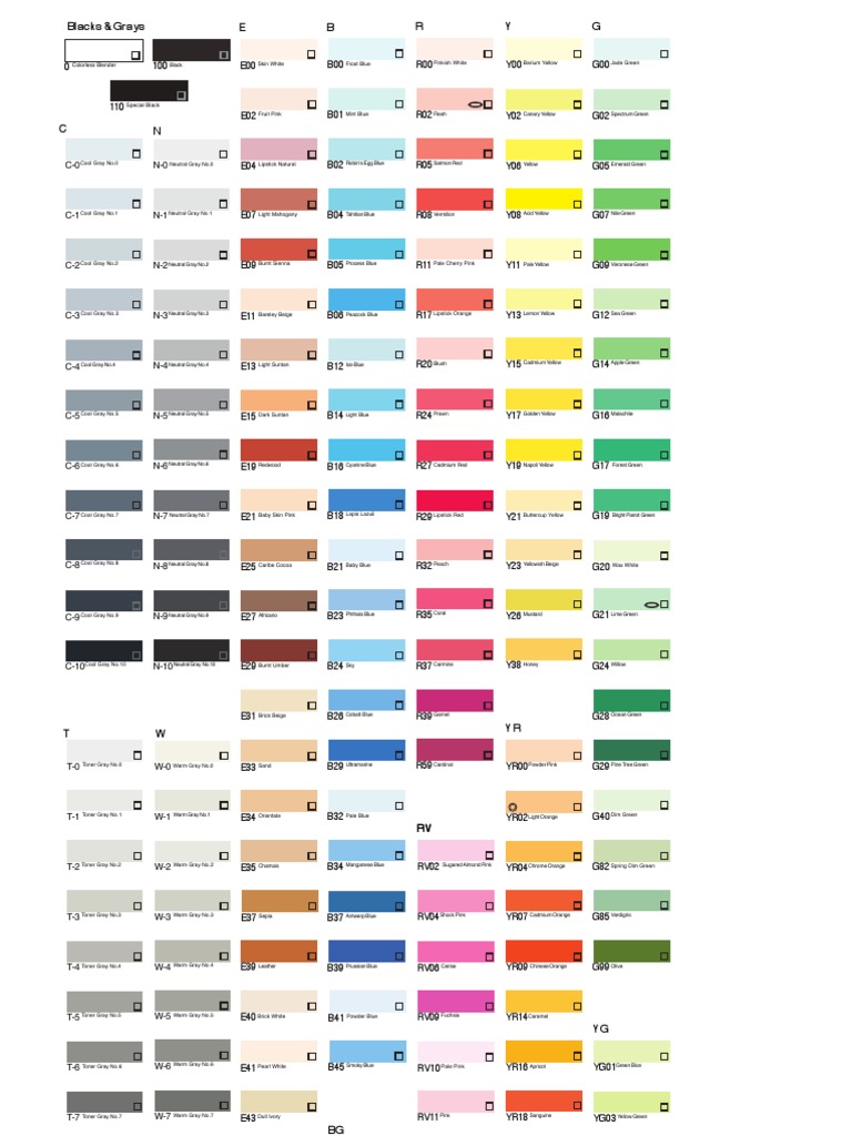 Color Chart Copic | PDF | Color | Art Materials