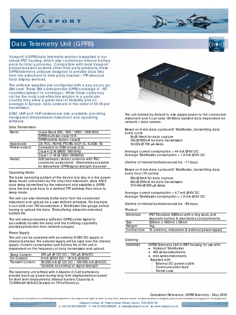 Valeport Telemetry Gprs | PDF | General Packet Radio Service | Telemetry