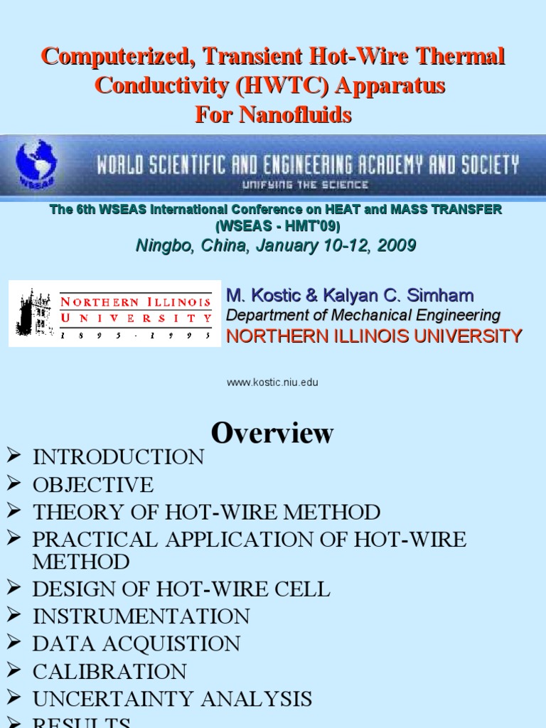 Computerized, Transient Hot-Wire Thermal Conductivity (HWTC) Apparatus ...