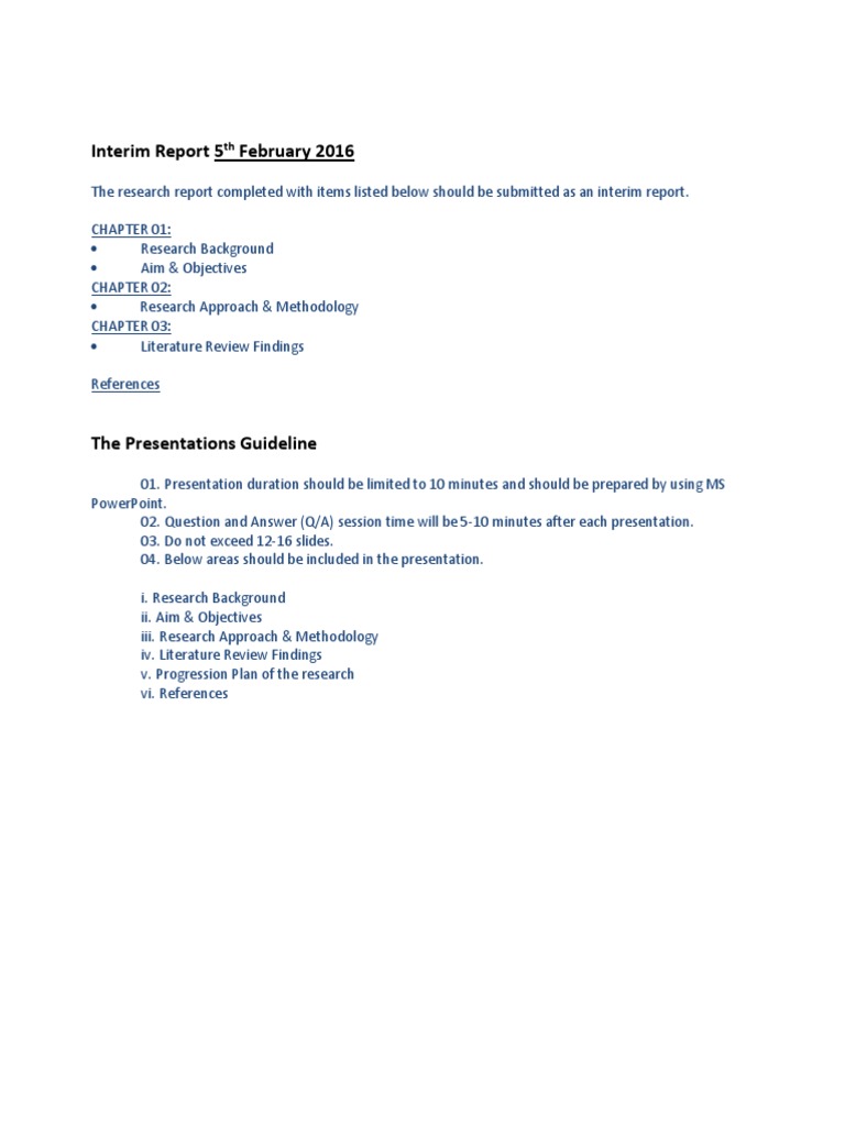 Interim Research Report Guidelines | PDF | Career & Growth