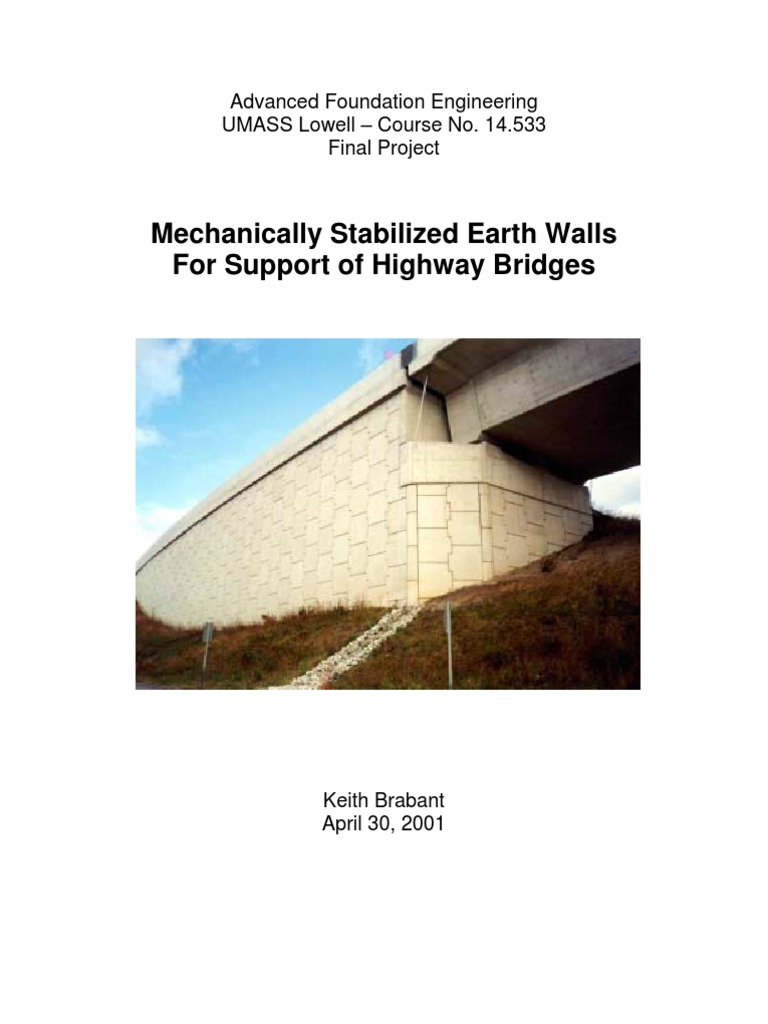 MSE Walls for Highway Bridge Support | PDF | Deep Foundation | Concrete