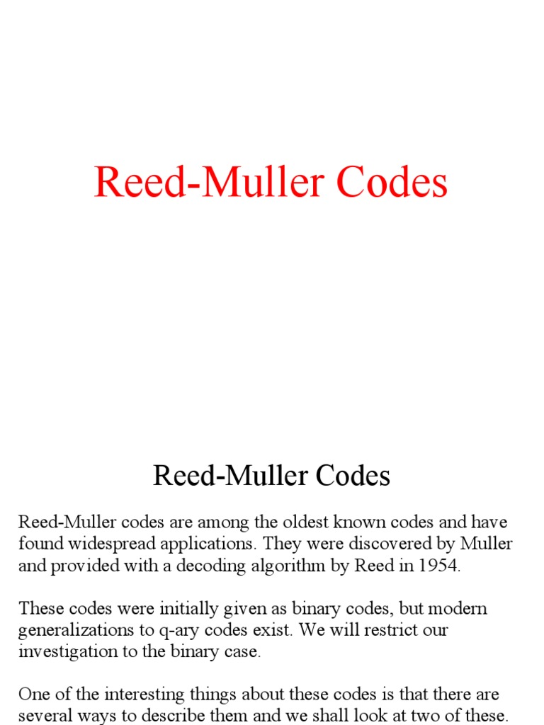 Reed-Muller Codes | PDF | Mathematical Concepts | Algebra